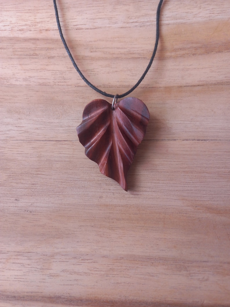 Beautifully Handmade Leaf Shaped Pendant Made From Recycled Wood Hung ...