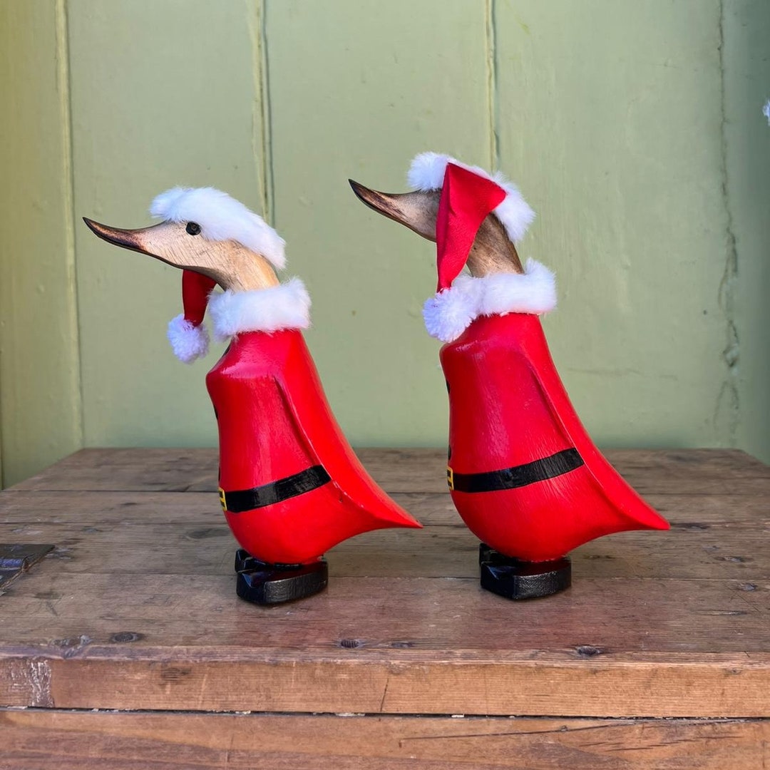 Cute Pair of Baby Santa Ducks Made From Bamboo Root,carved in Bali and ...