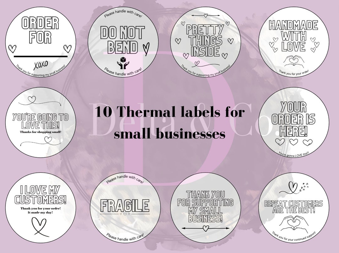 Round Thermal Printer Label Bundle, 2" Thermal Sticker Designs PNG for ...