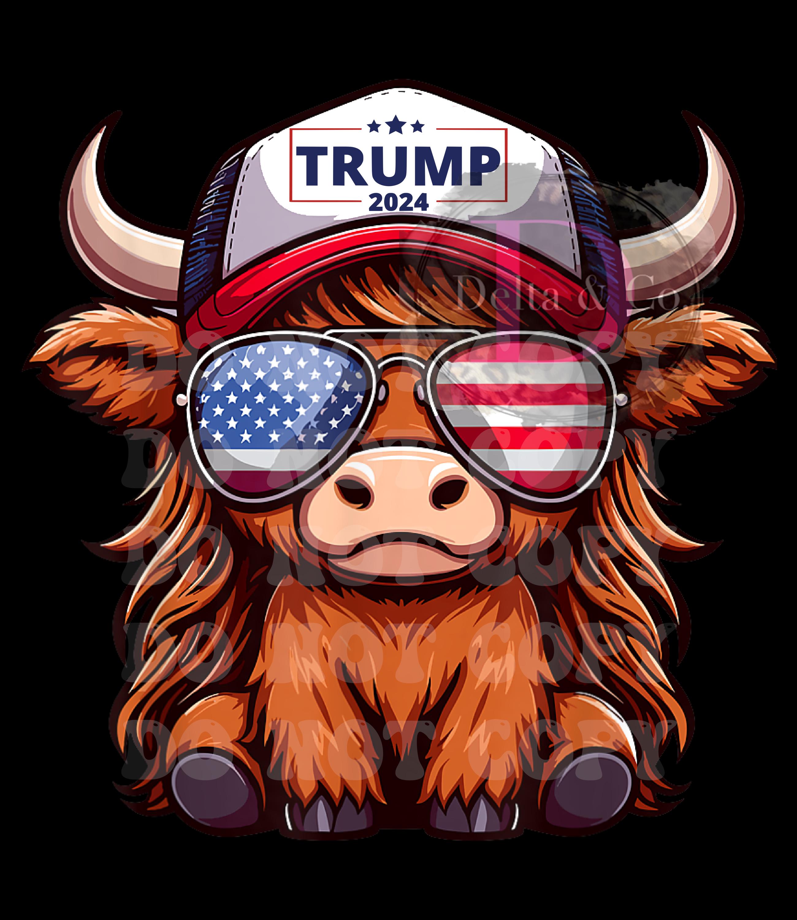 Highland Cow With Trump Hat PNG - Etsy