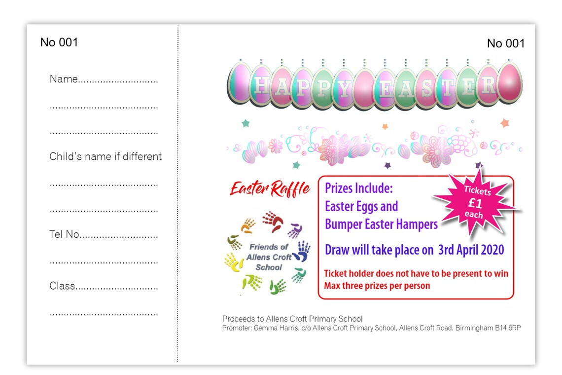 Raffle Tickets Numbered & Perforated Size 148.5 mm x 105mm | Etsy