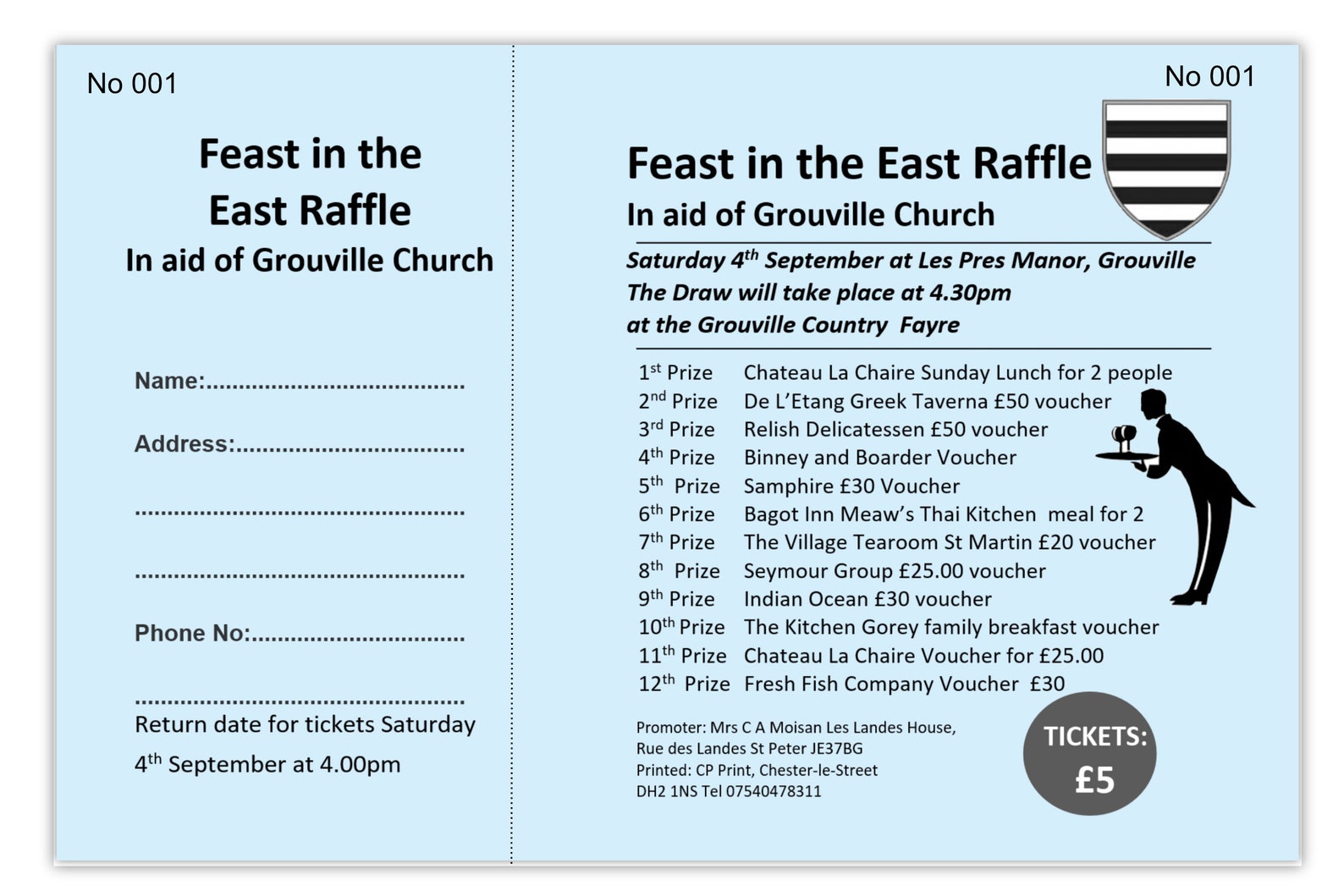 Raffle Tickets Numbered & Perforated Size 148.5 Mm X 105mm Full Colour ...