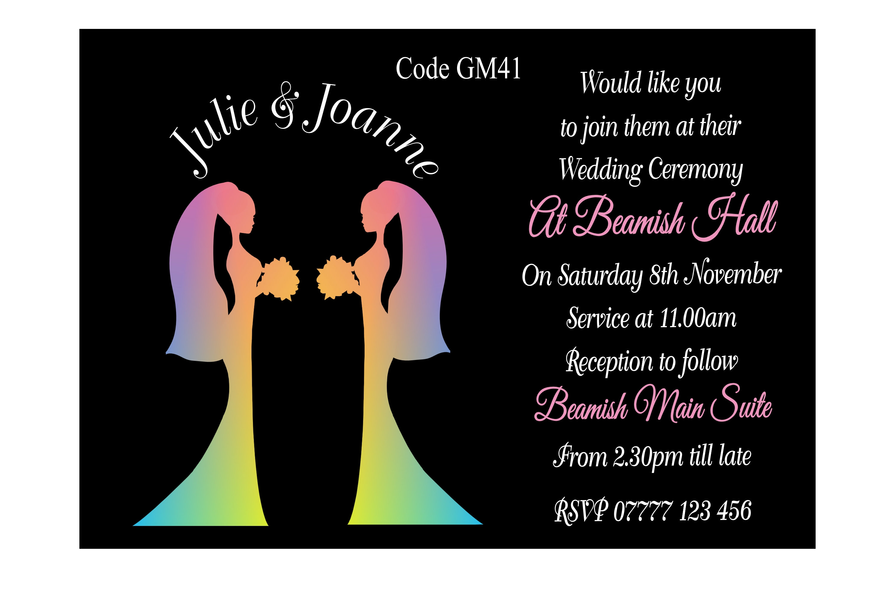 Same Sex Marriage Personalised Lesbian Wedding Day Invitation Etsy