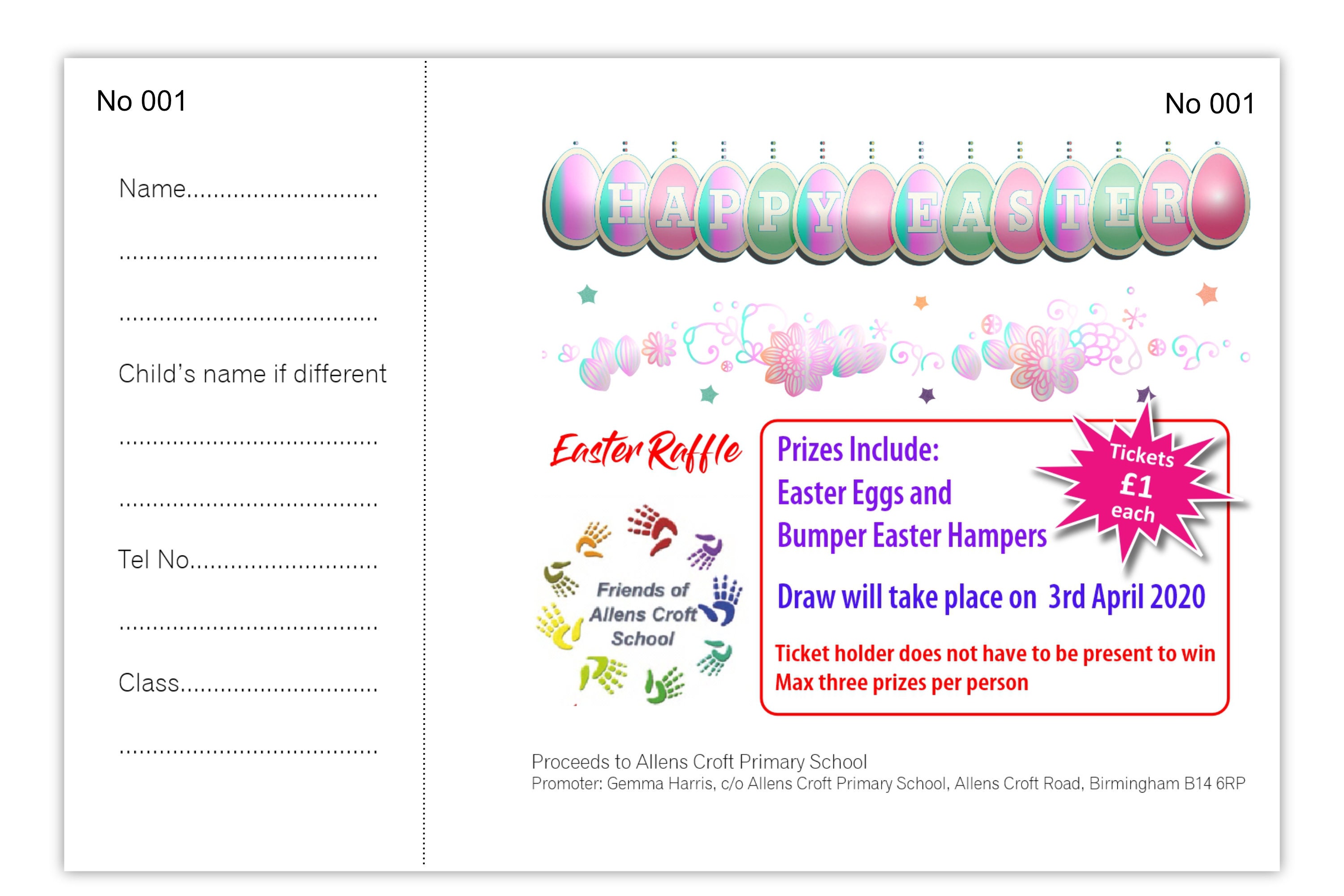 Raffle Tickets Numbered & Perforated Size 148.5 Mm X 105mm Full Colour ...