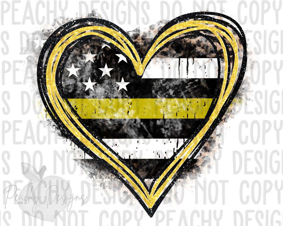 Yellow Line Flag Heart, Dispatcher Png, 911 Dispatcher Png, 911 ...