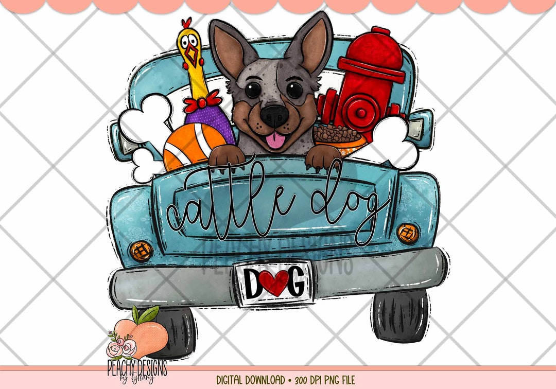 Cattle Dog Digital PNG, Energetic Dog Illustration for Herding Dog ...