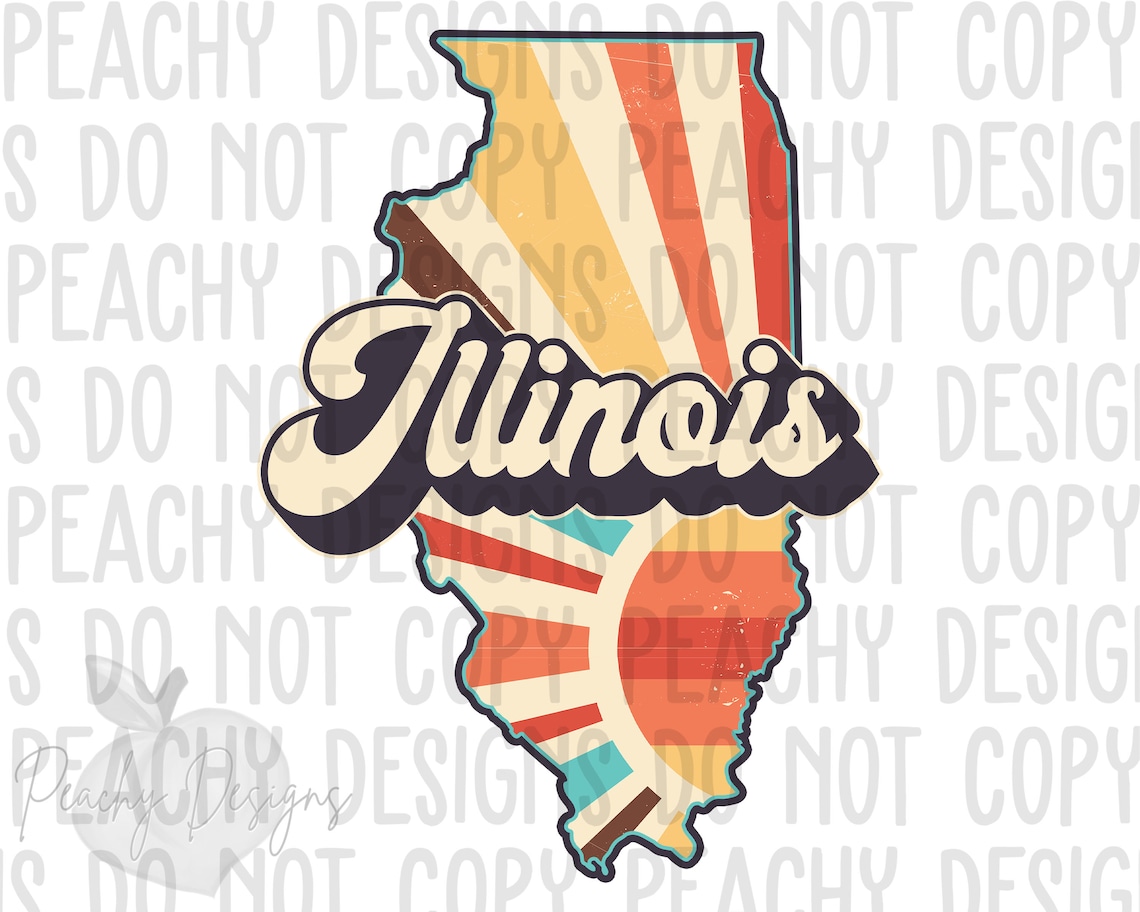 Retro Illinois Png Illinois State Png Illinois Clipart | Etsy
