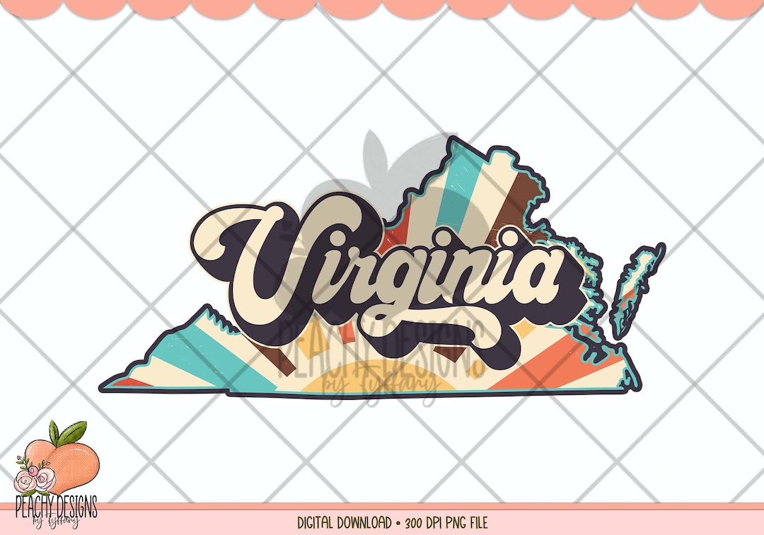Retro Virginia Png, Virginia State Png, VA Clipart, Sublimation Designs ...