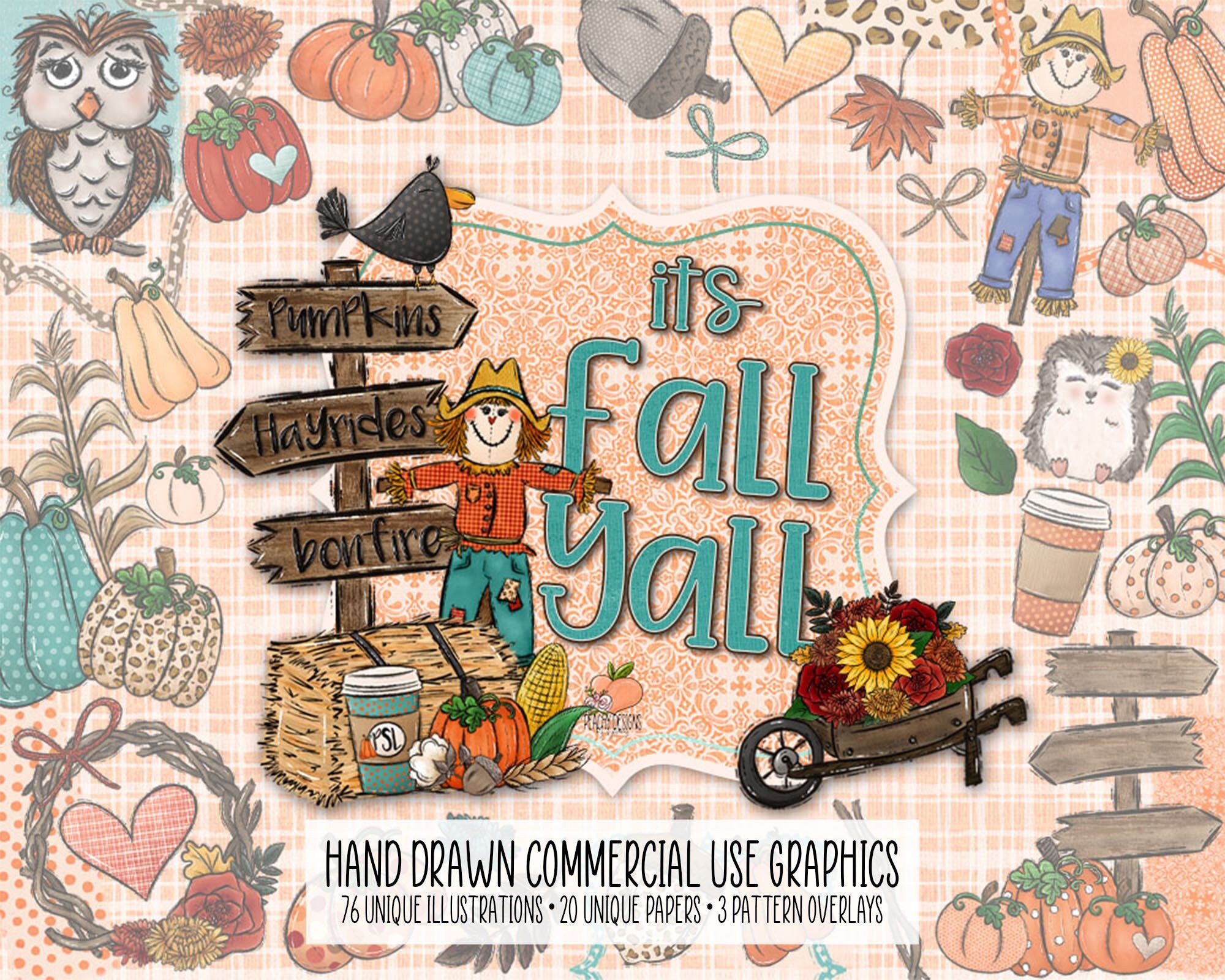 It's Fall Y'all Pumpkins Scarecrow Sunflower - Etsy