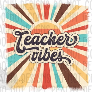 Teacher Vibes Retro PNG Digital Download Sublimation - Etsy