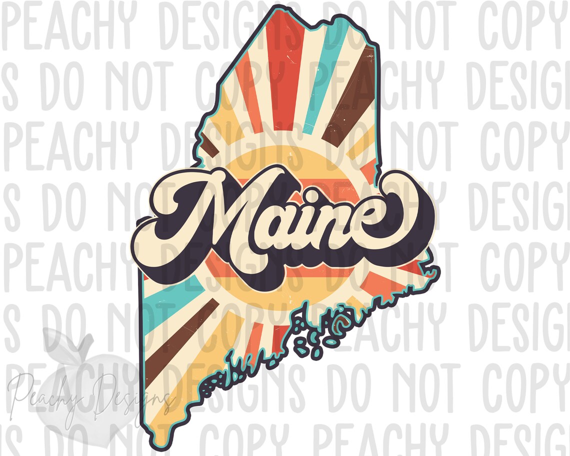 Retro Maine Png, Maine Png, Maine Clipart, Sublimation Designs, DTG ...