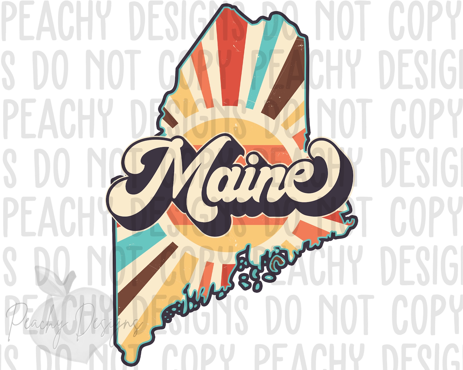 Retro Maine Png Maine Png Maine Clipart Sublimation - Etsy