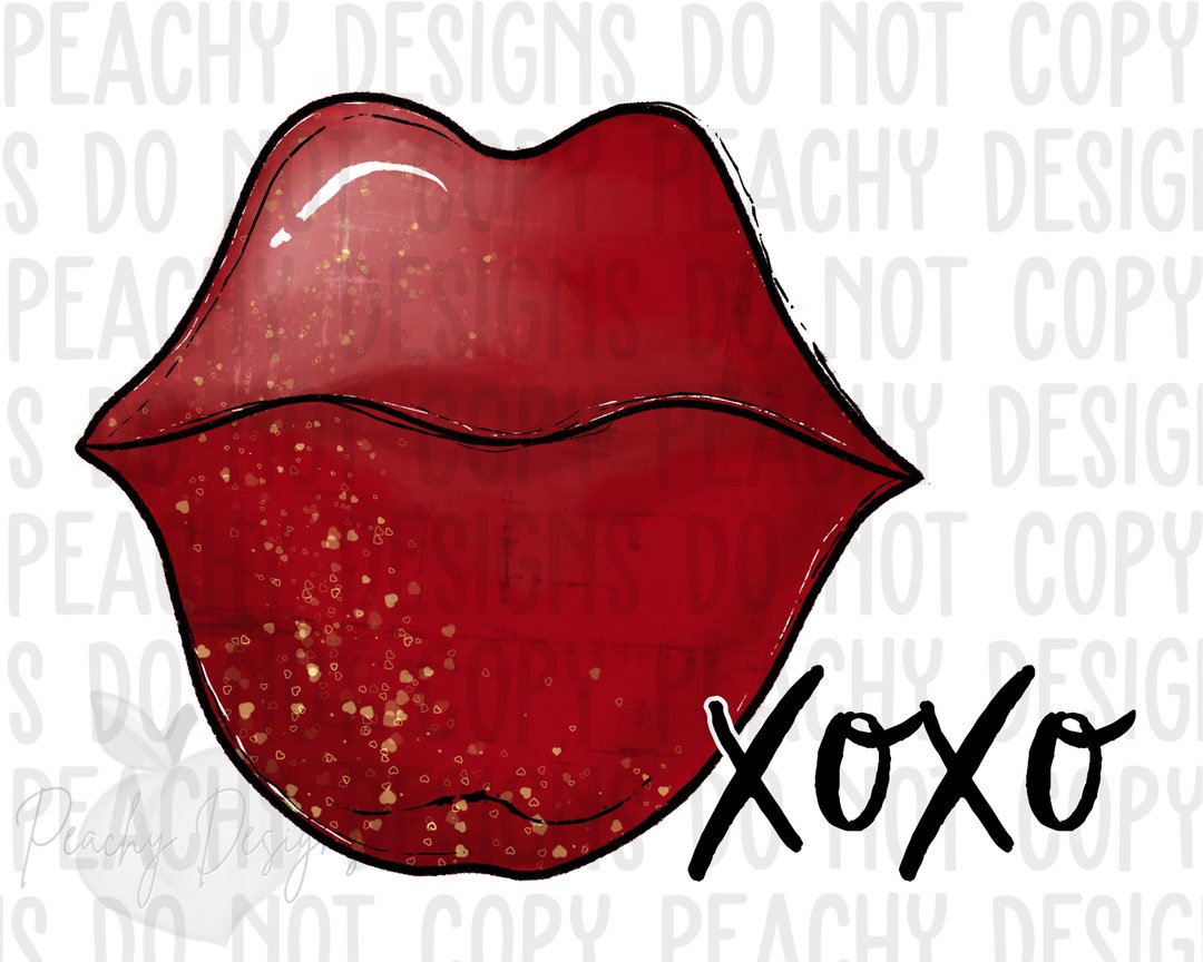 Lips XOXO PNG, Valentine's Day, Handdrawn Graphic, Sublimation Designs ...