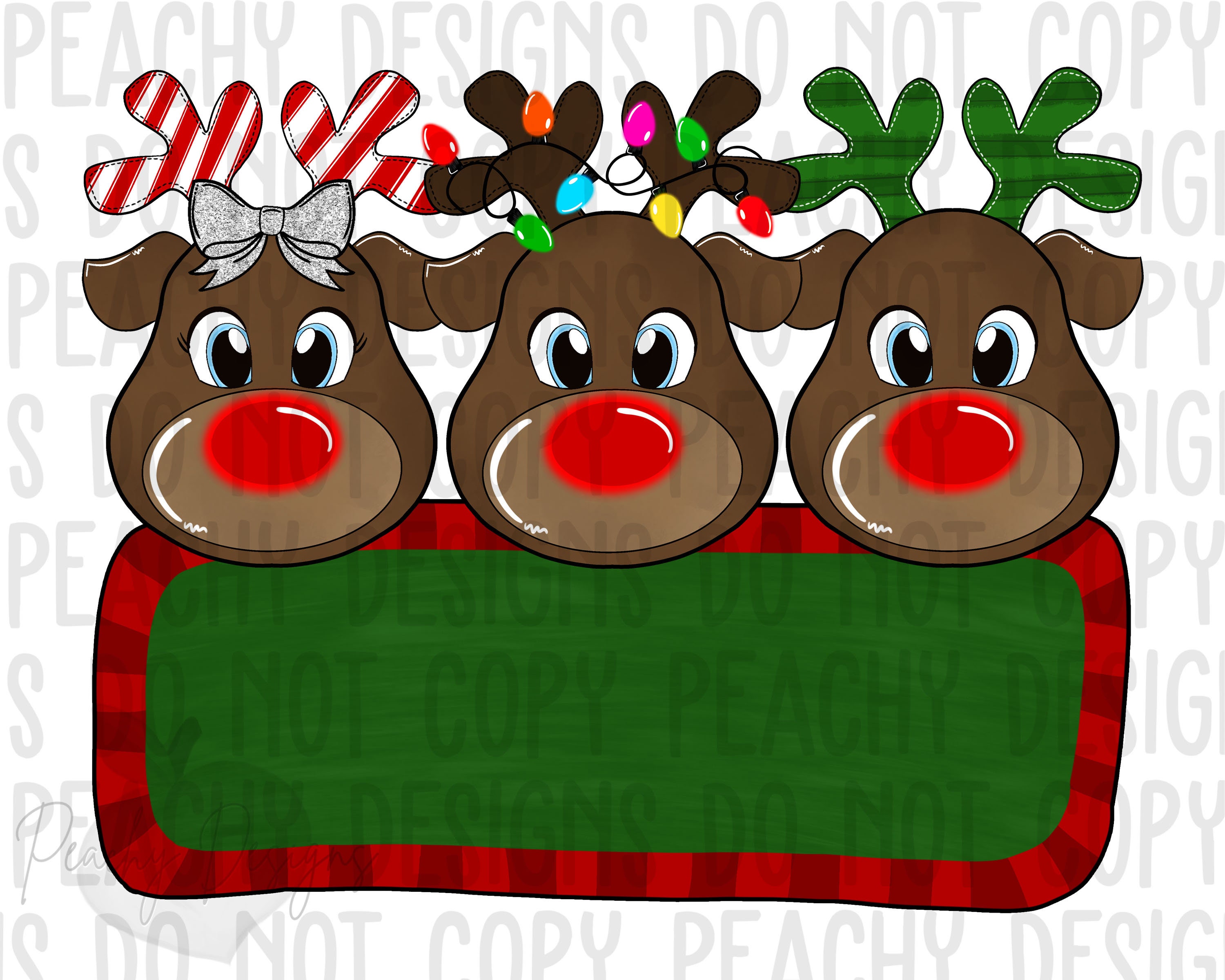 Reindeer PNG Kids Christmas Design With Name Tag Digital - Etsy