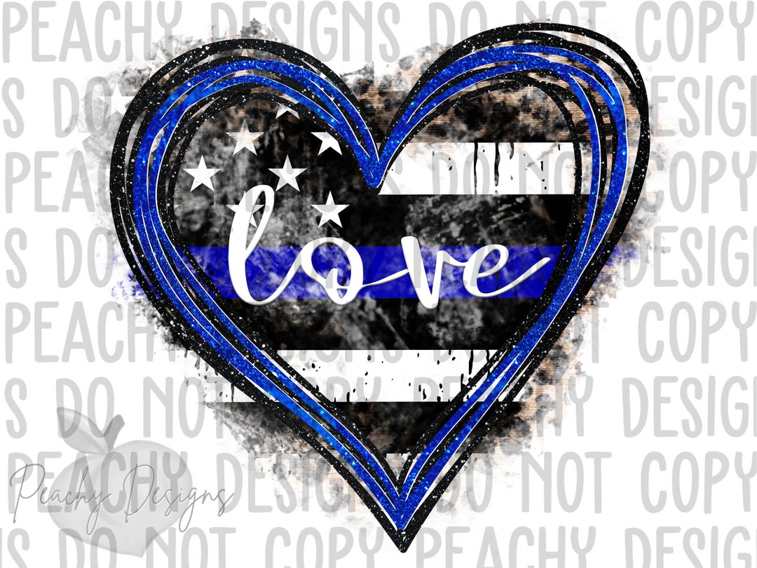 Back the Blue Heart PNG, Digital Download, Thin Blue Line PNG, Police ...