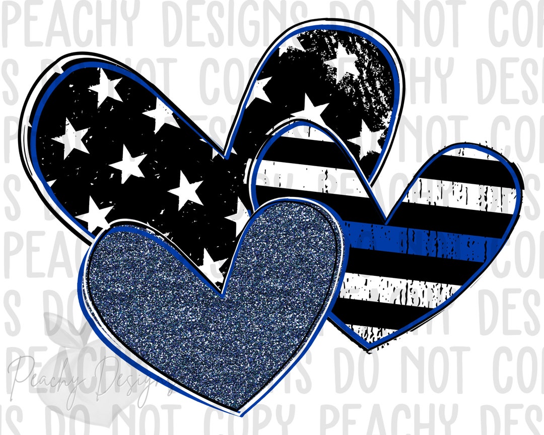 Back the Blue Hearts PNG, Digital Download, Thin Blue Line, Police ...