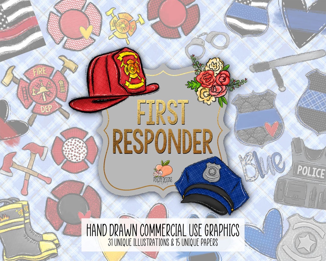 First Responder Clip Art Bundle Png Policeman Fireman - Etsy