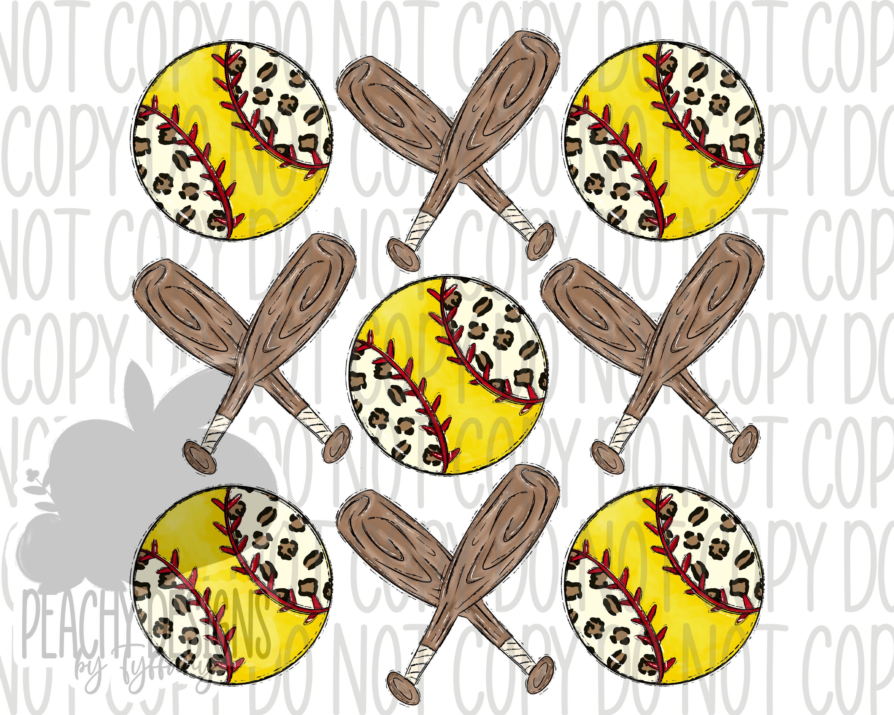 Leopard Softballs and Bats PNG, Cute Softball Design, Digital Download ...