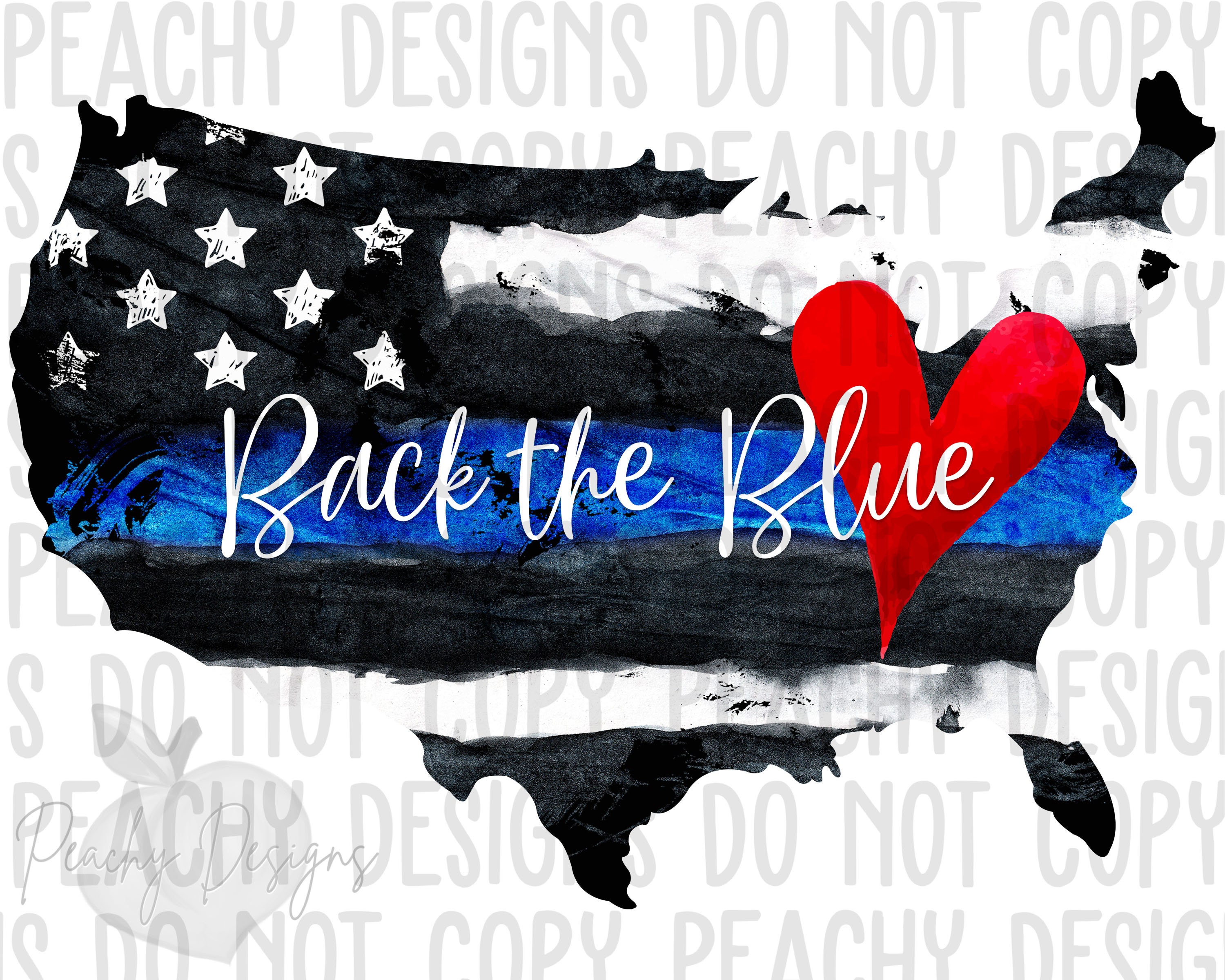 Back the Blue PNG USA Digital Download Thin Blue Line | Etsy