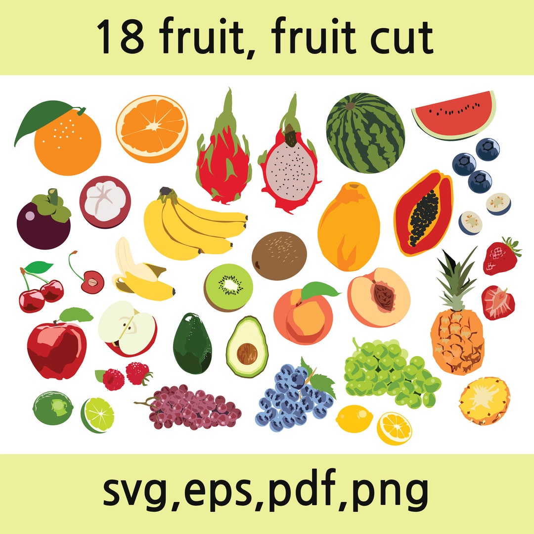 30 Fruits Bundle, Fruit Svg/eps/pdf/png, Commerial Use, Instant ...