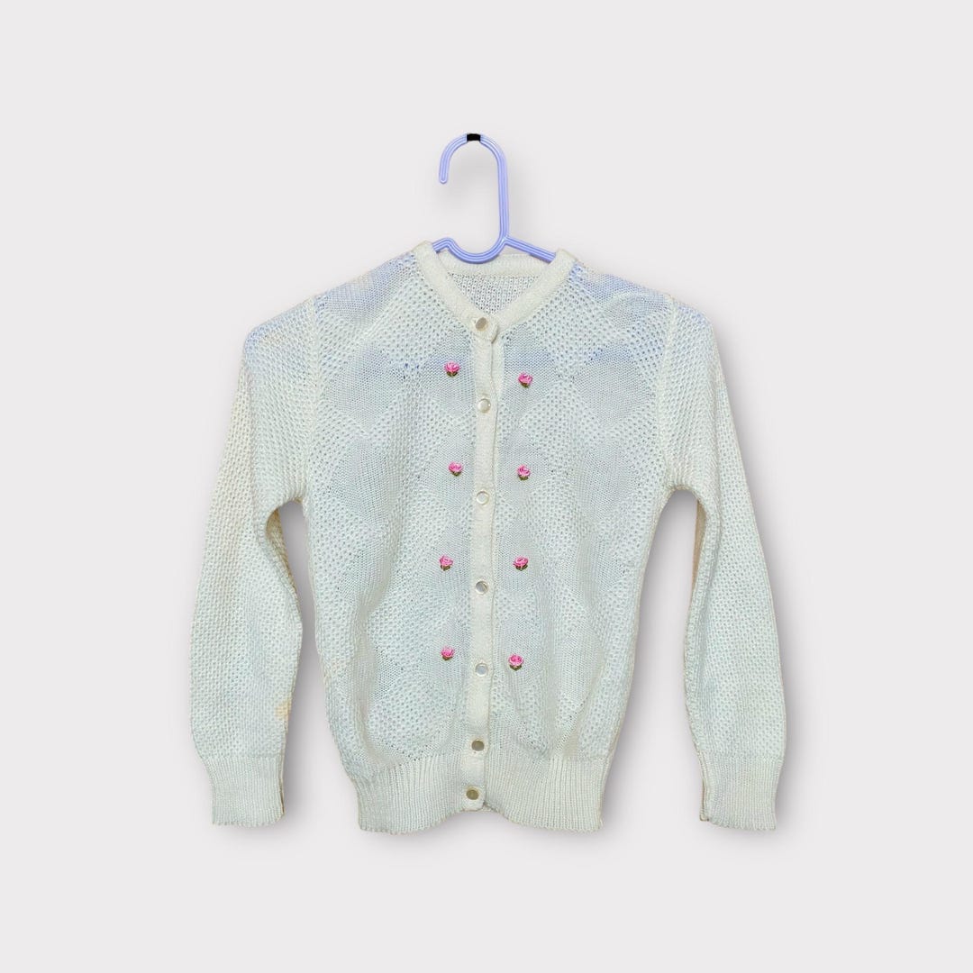 Vintage St Michael Cream Girls Cream Floral Cardigan Age 7/8 - Etsy