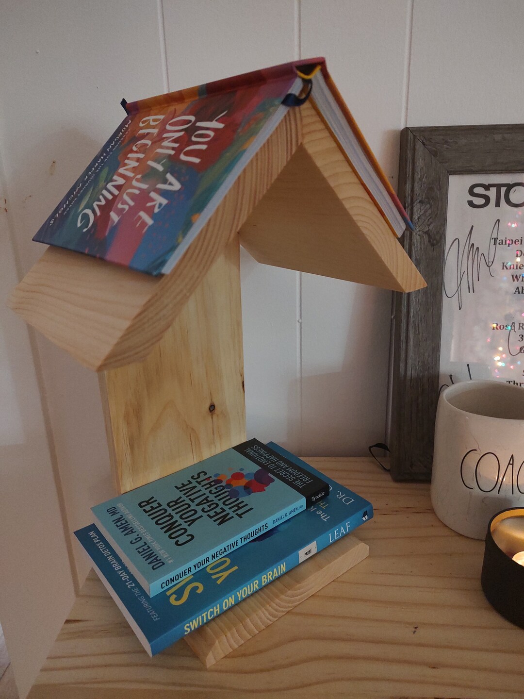 Night Stand Book Holder With Draw, Book Holder, Triangle Book Holder ...