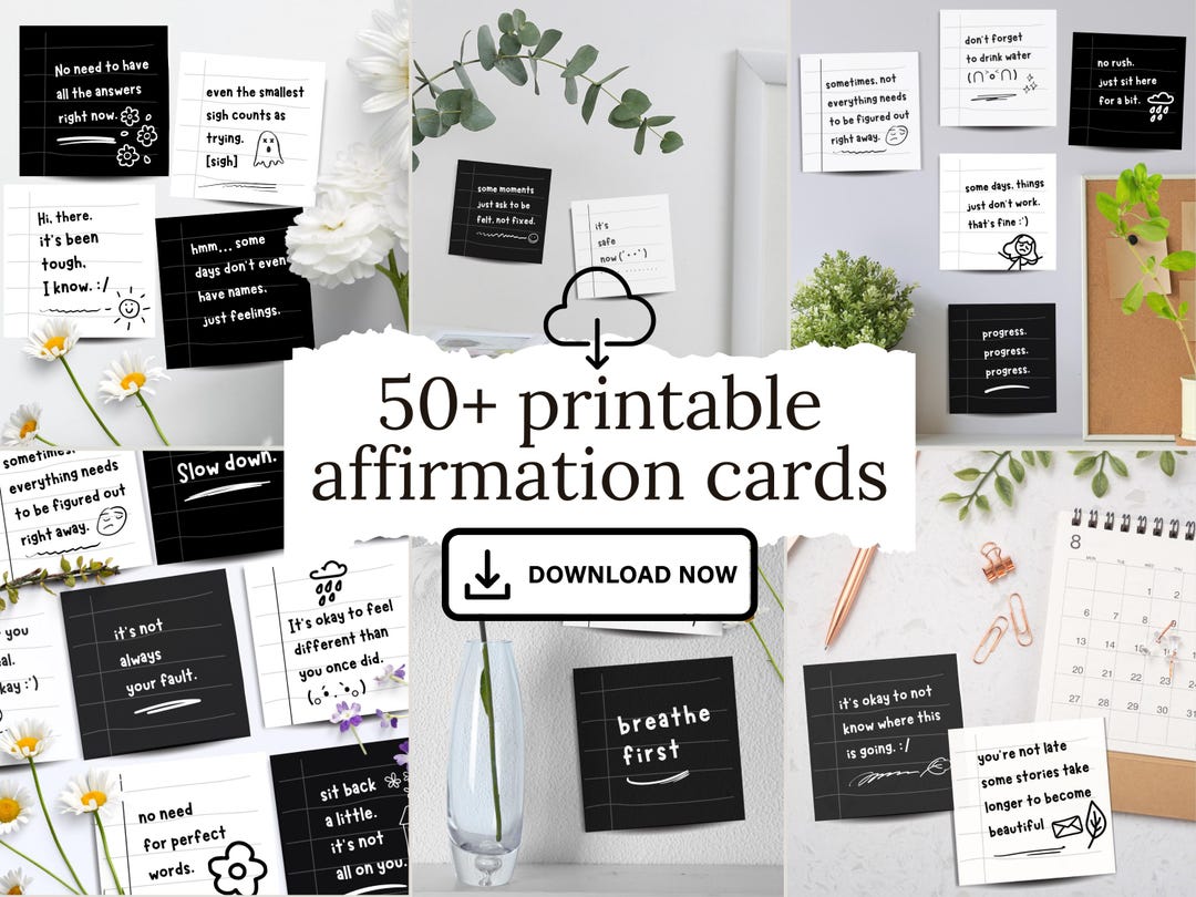 50+ Printable Self-care Affirmation Cards | Cozy "notes to Self" Wall ...