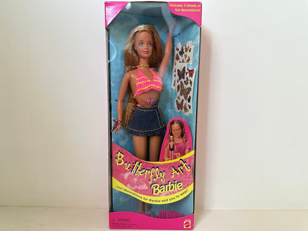 Butterfly Art Barbie Doll, Mattel, Vintage 1998, W/ Temporary Tattoos ...
