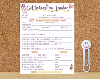 Get to Know Your Teacher - Etsy