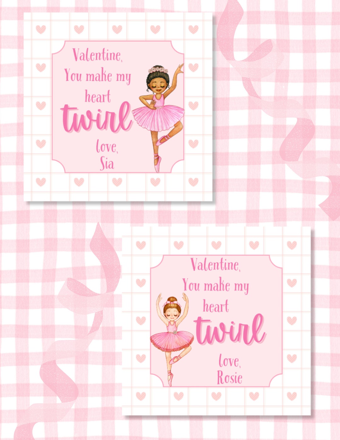 Personalized Valentines Day Cards Digital Download or Printed Ballerina ...