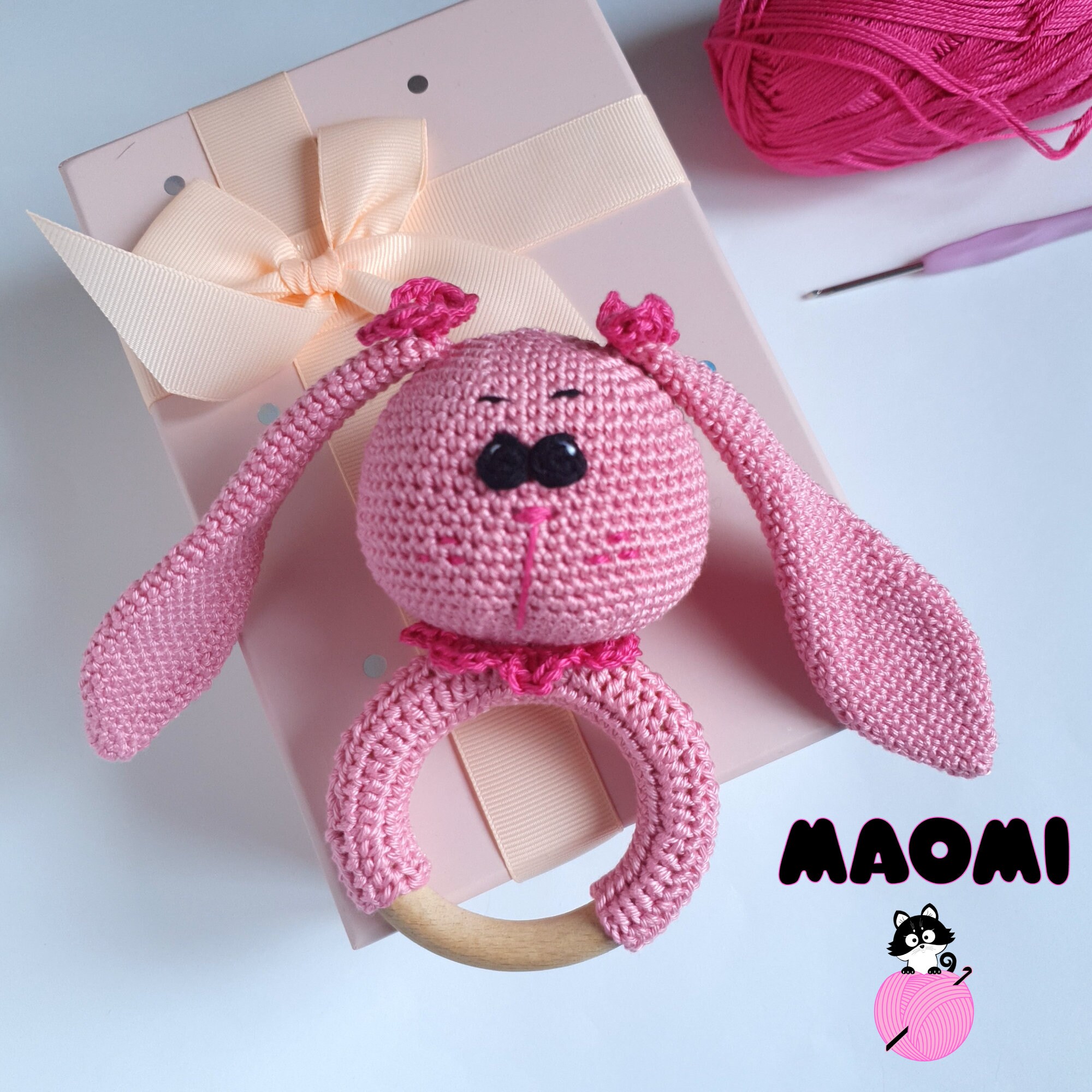 Crochet Pattern: Bunny Rattle, Rabbit Baby Rattle, Woodland Animal Toy ...