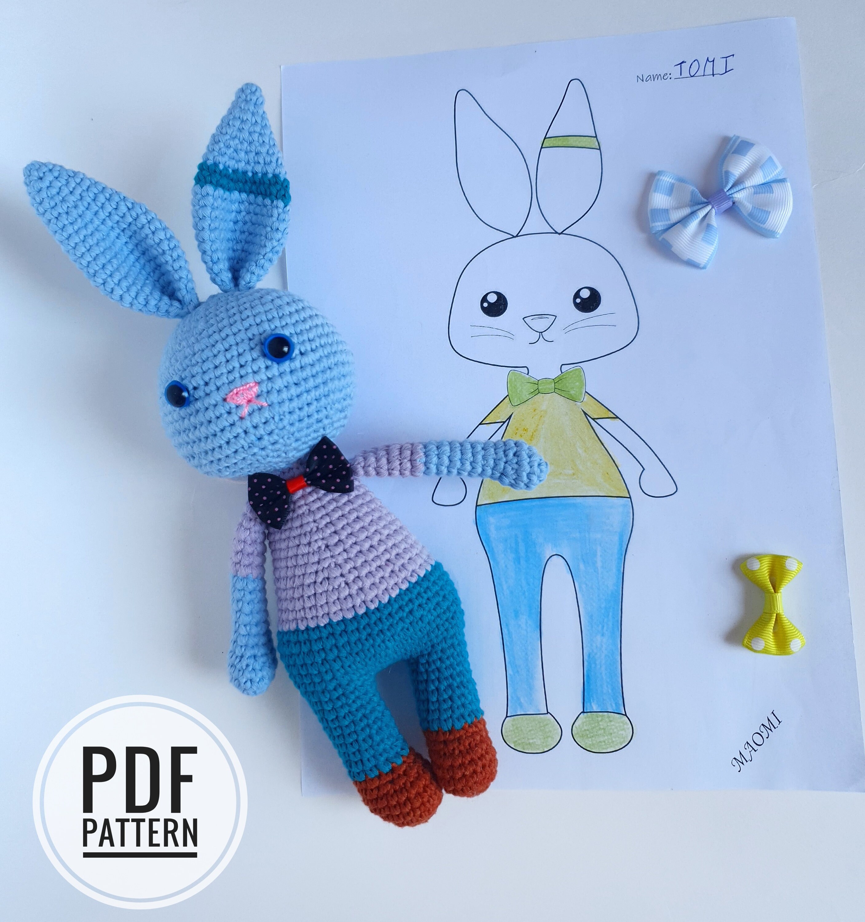 Crochet Bunny Pattern, Amigurumi Rabbit Tutorial, DIY, Pdf-instant ...