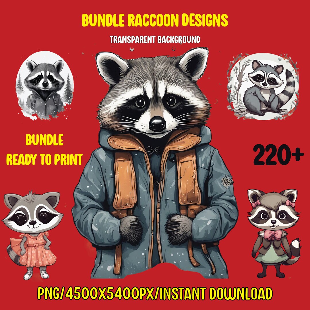 Raccoon PNG Bundle , Raccoon PNG, Instant Download, Commercial Use ...