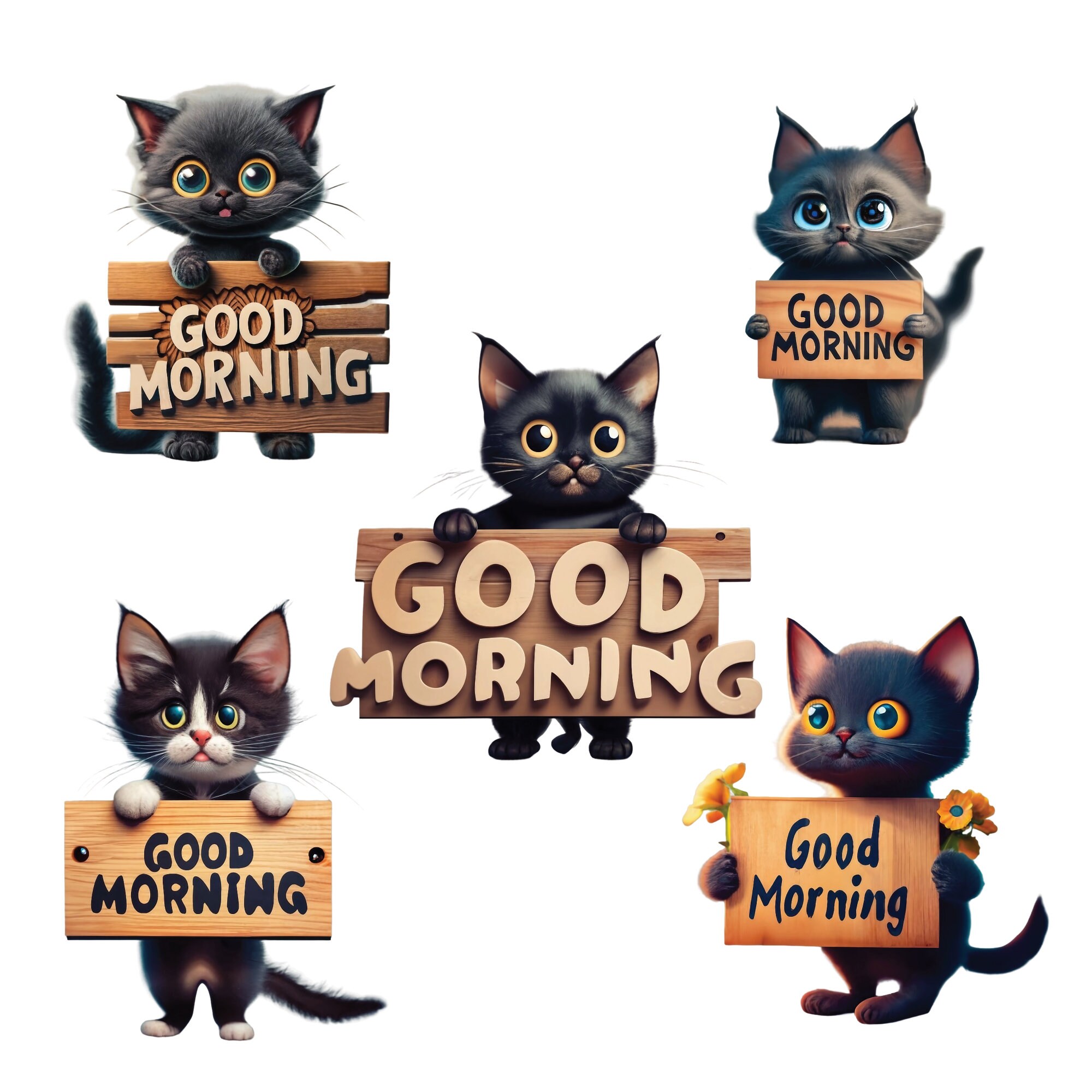 Good Morning Commercial Use Digital Design Morning Cat Cat - Etsy