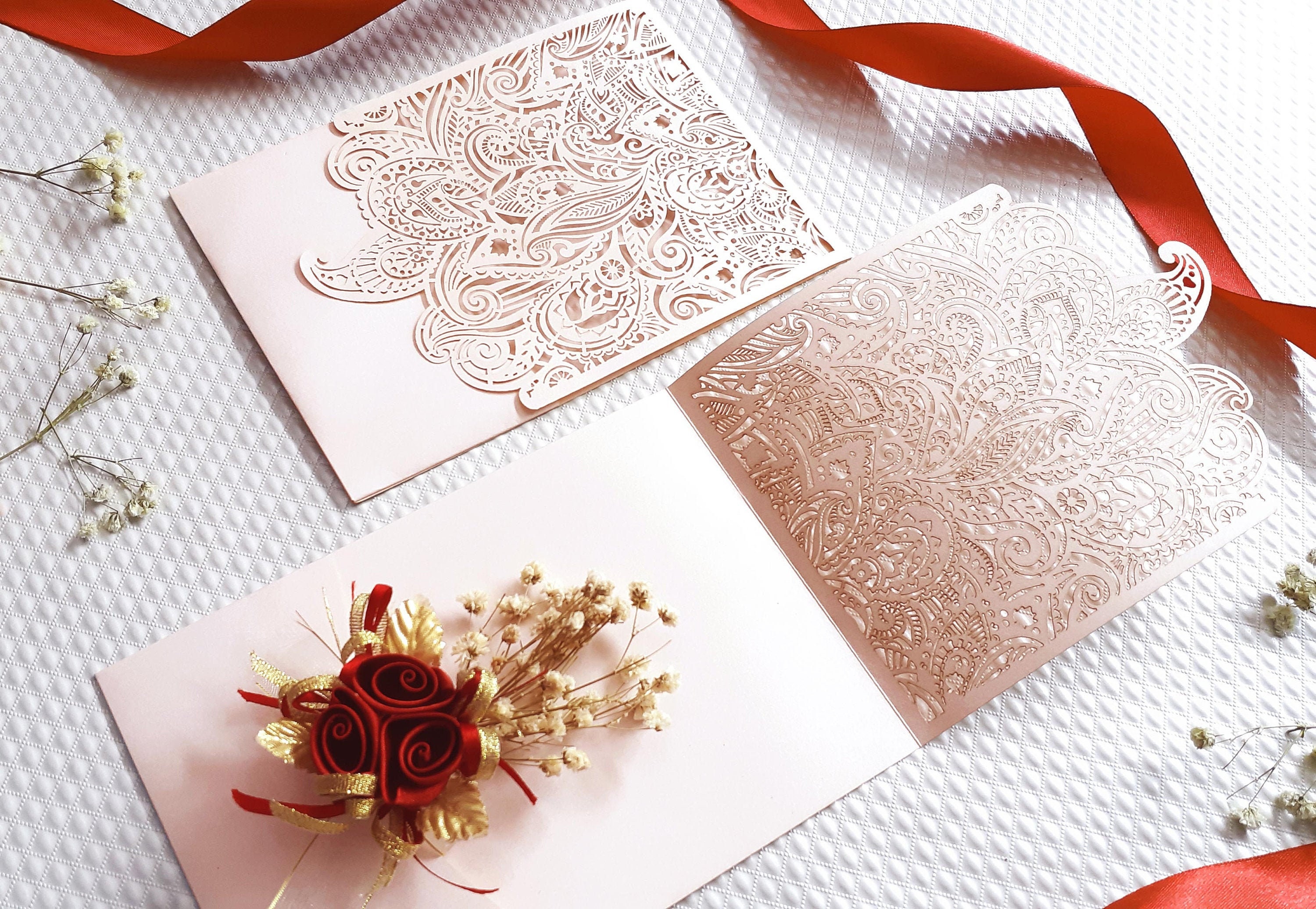 Laser Cut Invitation Covers Pocket ONLY - Paisley, Pocketfold, 3 Colors ...