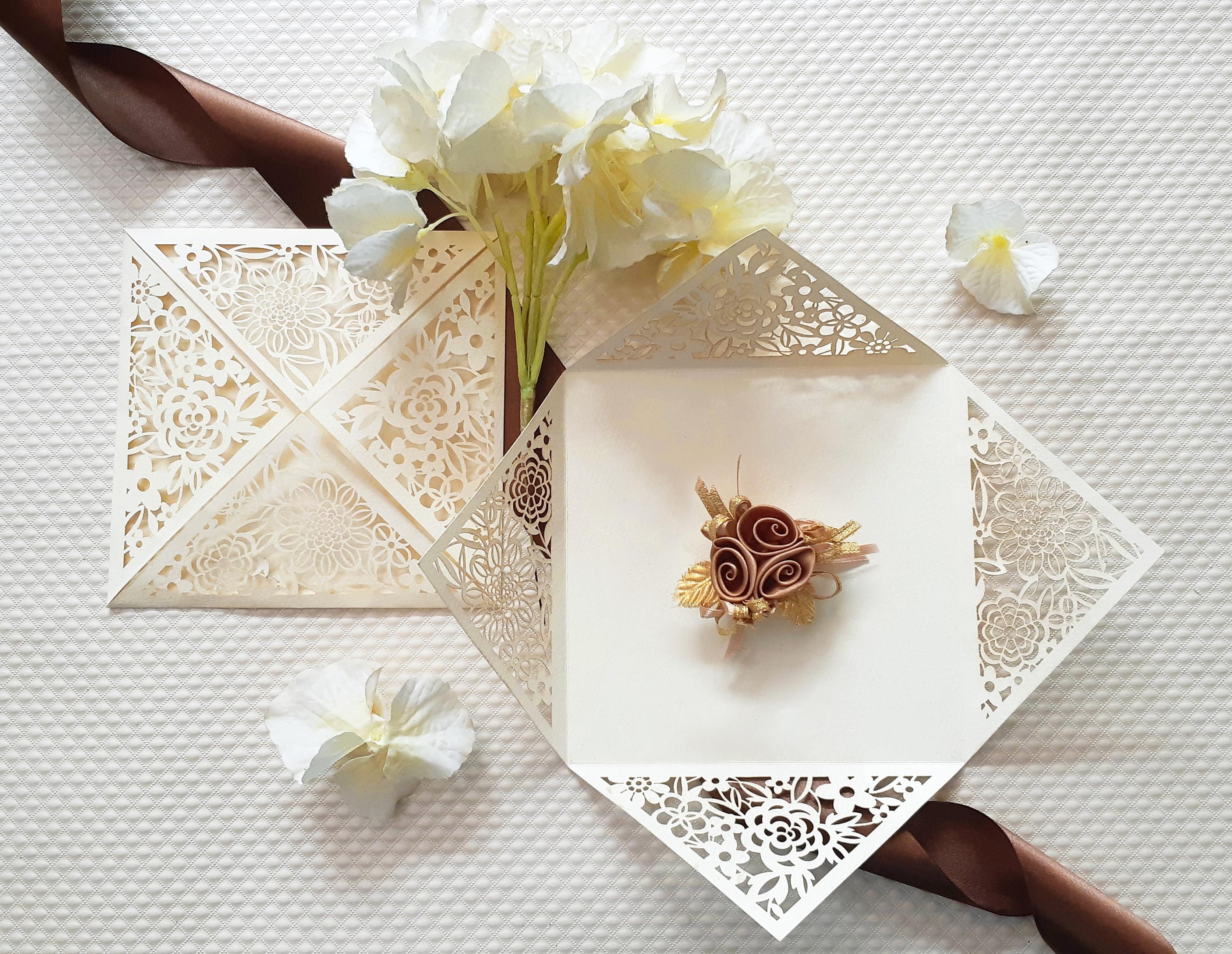 Laser Cut Invitation Covers Pocket ONLY - Floral, 4 Flaps, 3 Colors - Etsy