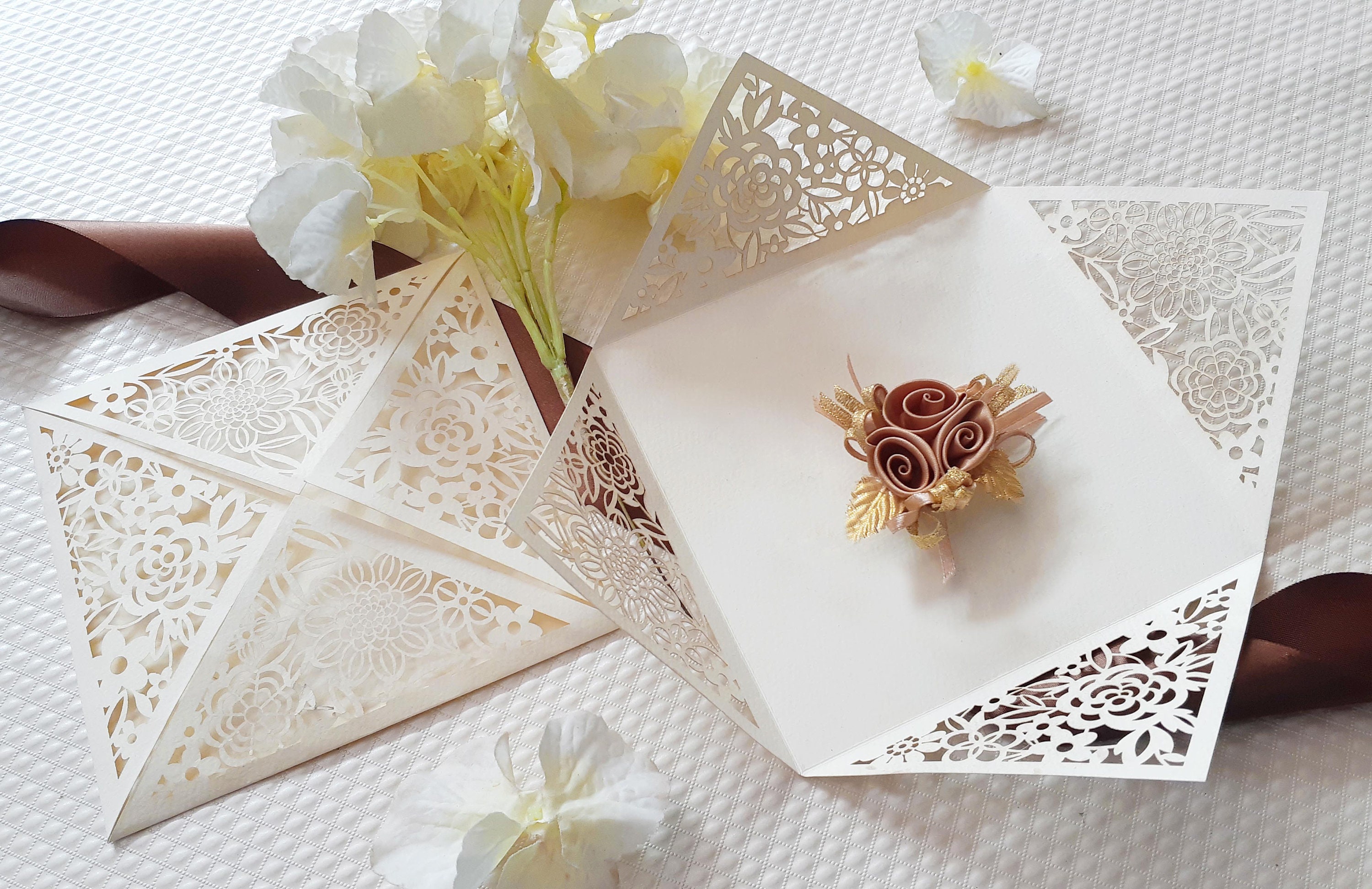 Laser Cut Invitation Covers Pocket ONLY - Floral, 4 Flaps, 3 Colors - Etsy