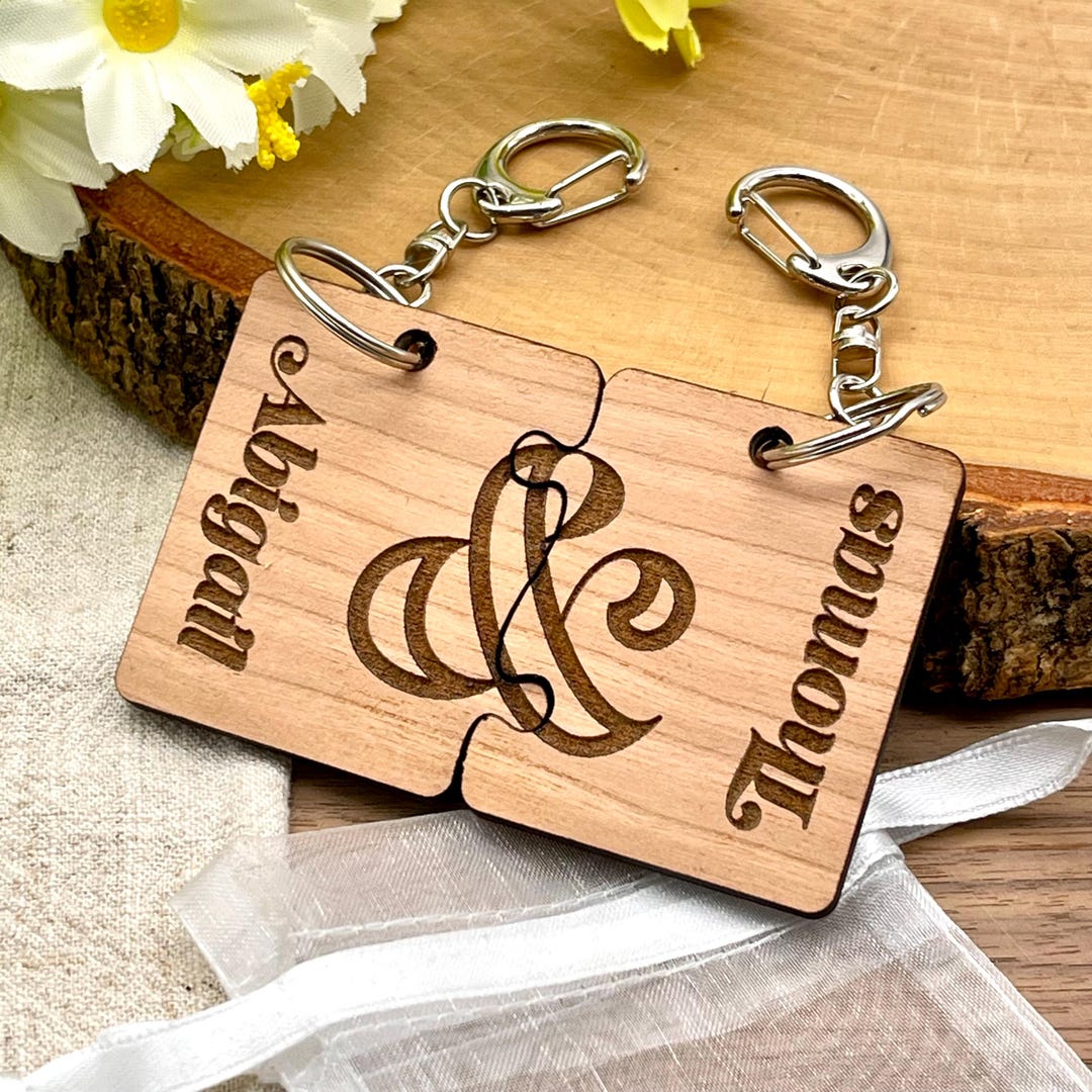 Personalised Couples Matching Pair Keychain Engraved Gift Valentines ...