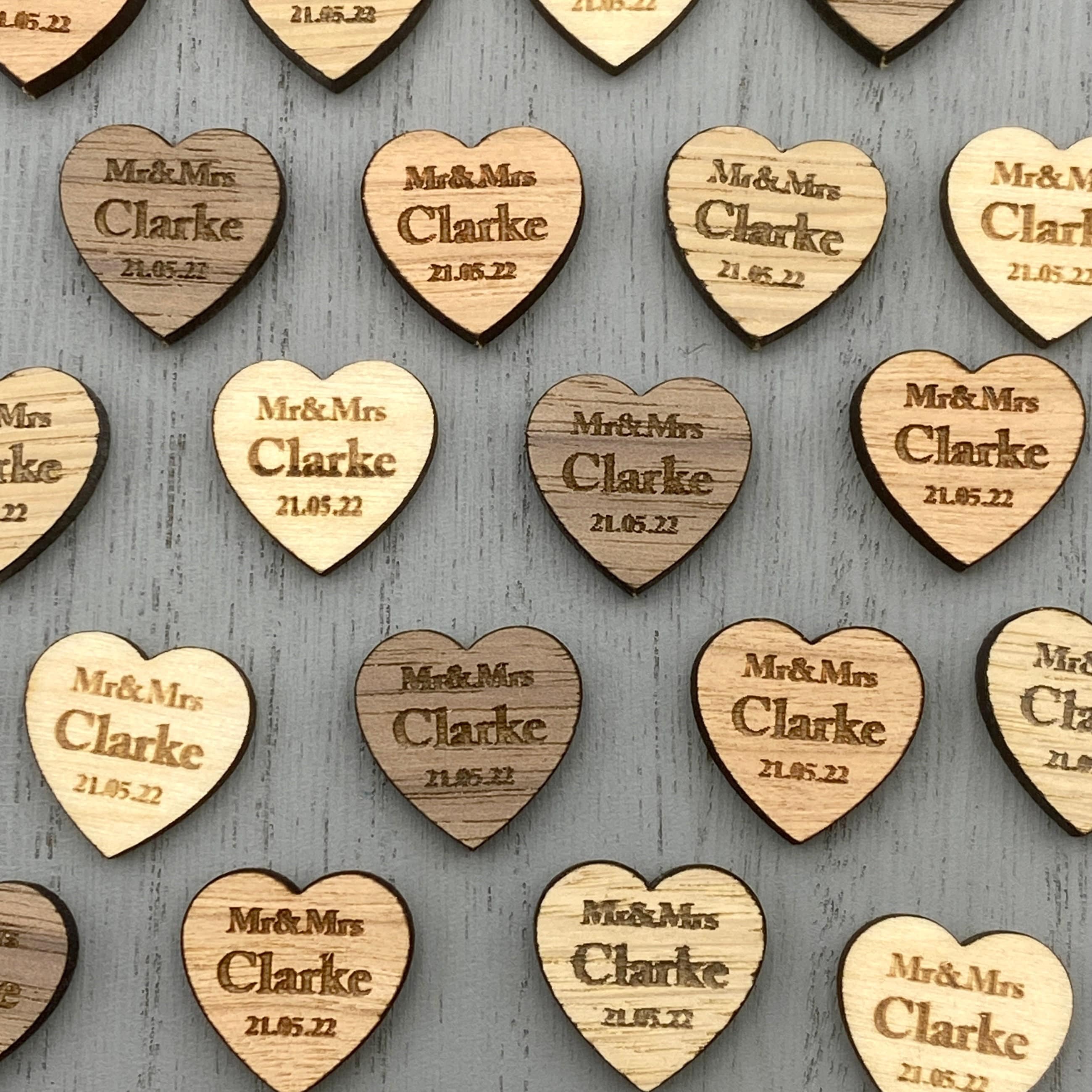 Wooden Love Heart Table Decorations Personalised Wedding - Etsy UK