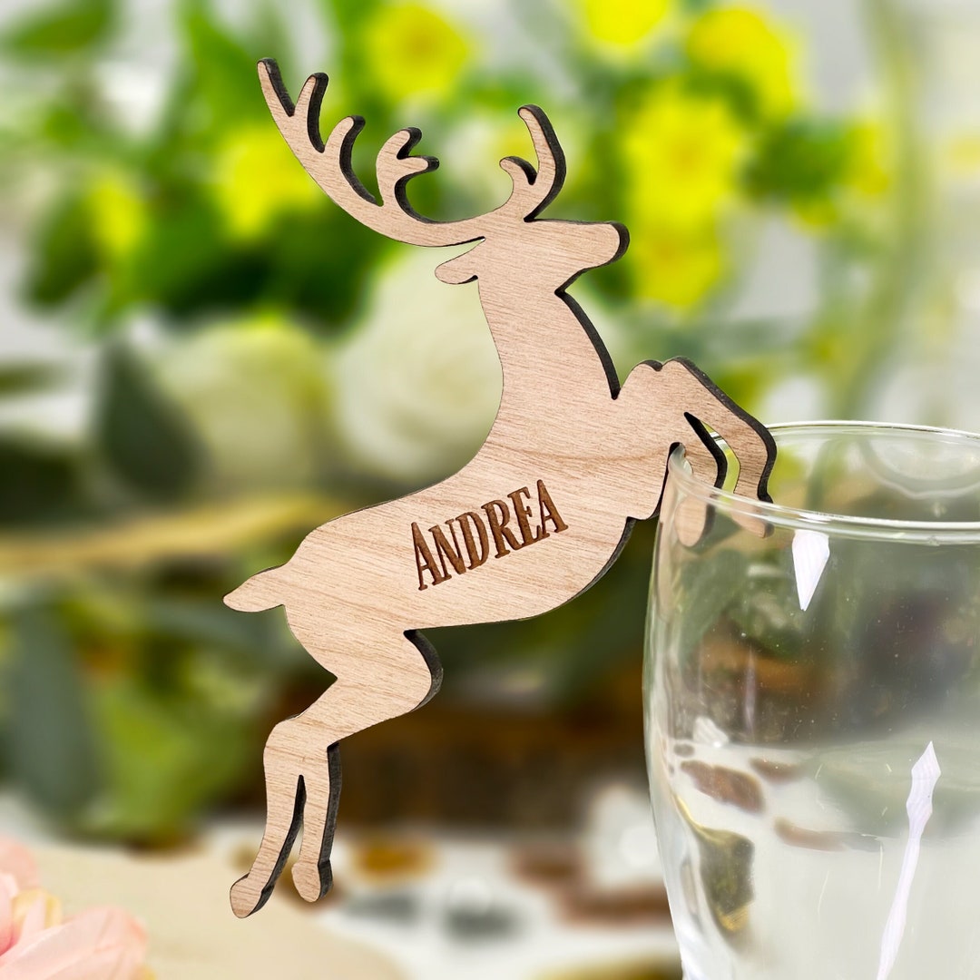 Wood Wedding Table Place Names Personalised Drink Topper Place Cards ...