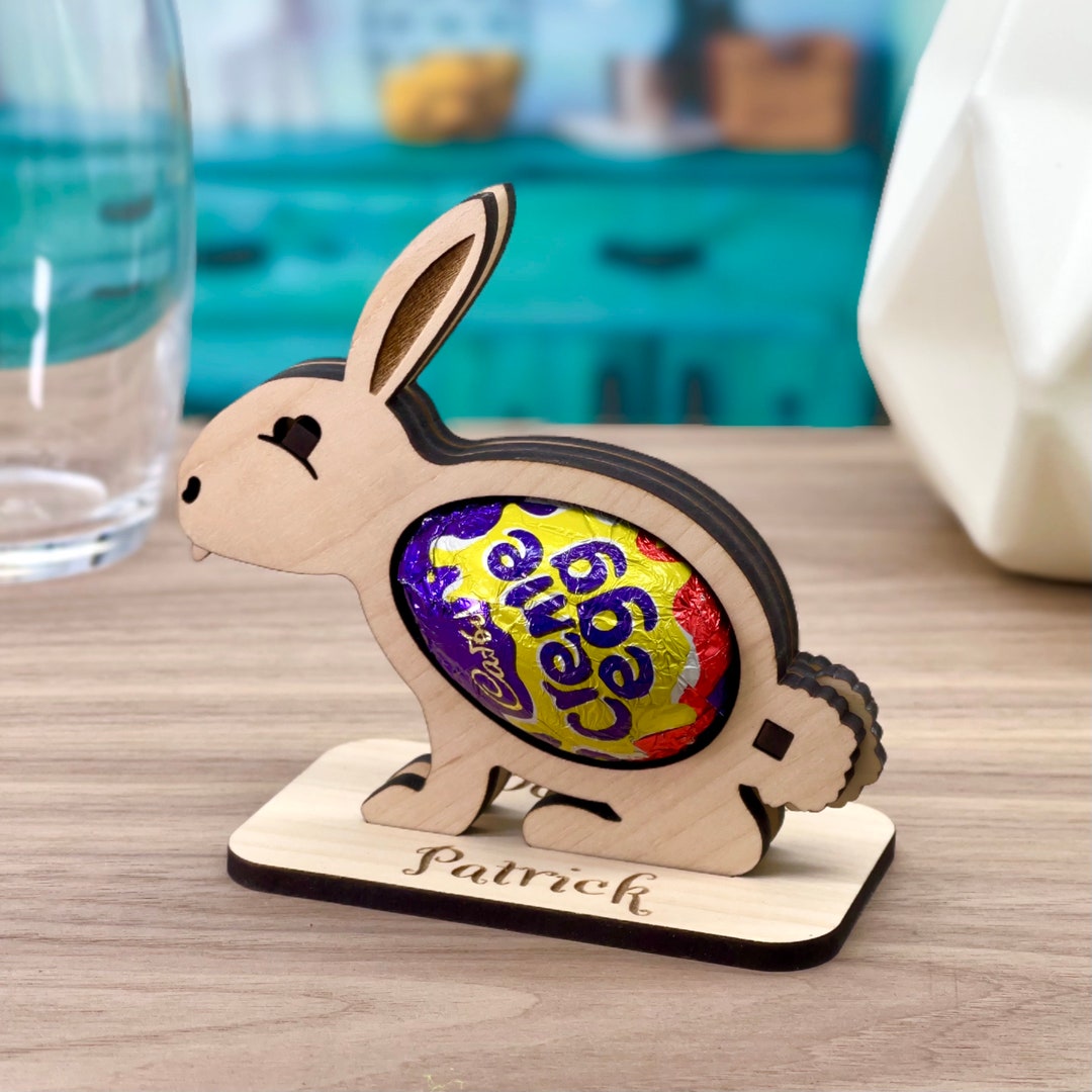 Personalised Easter Bunny Creme Egg Holder Stand, Easter Hunt Gift, Kid ...