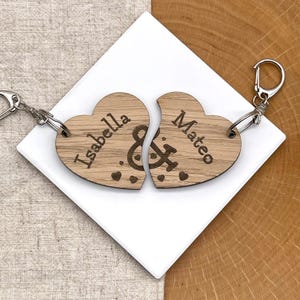 Matching Pair Couples Keychain Personalised Engraved Valentines Keyring ...