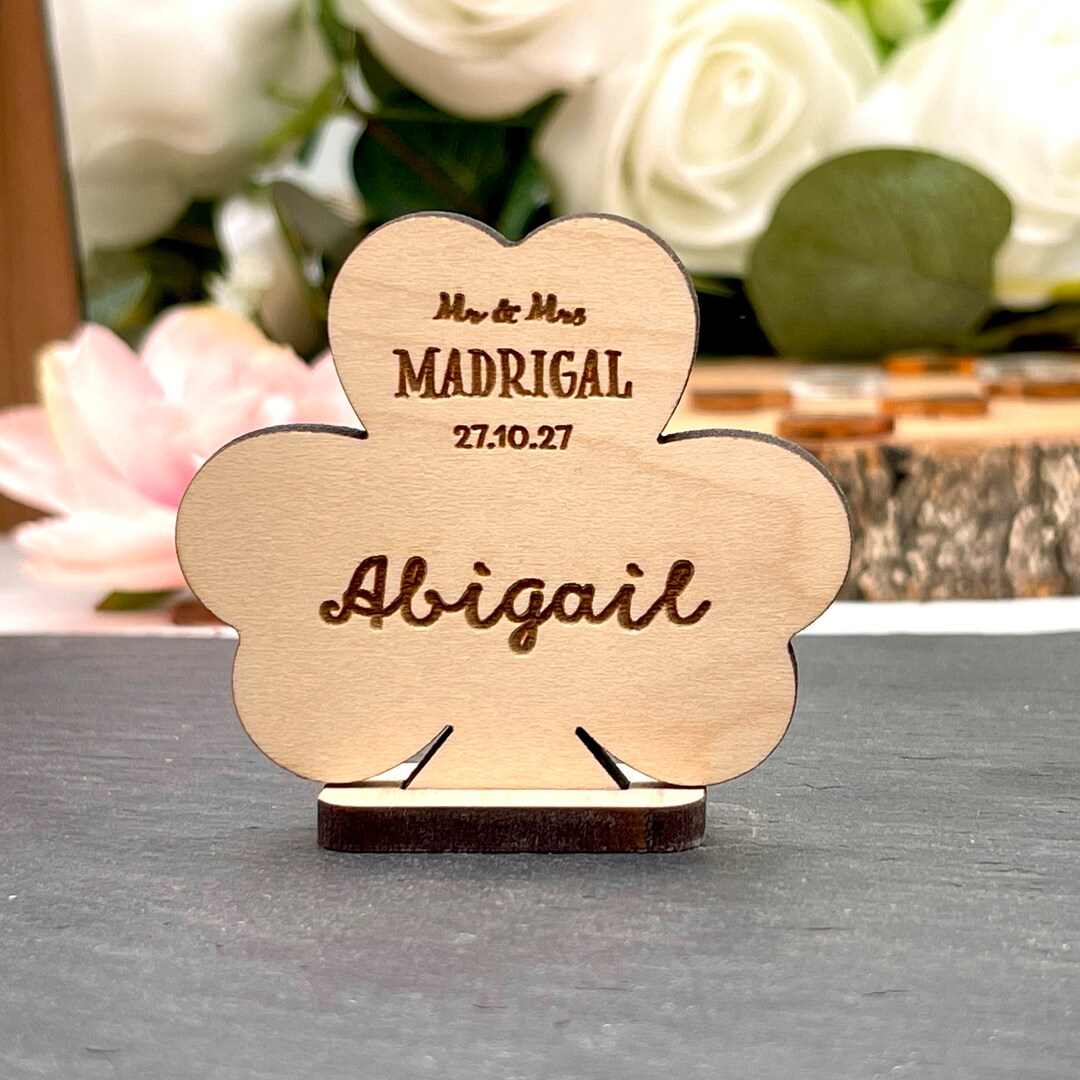 Wooden Shamrock Wedding Place Names, Laser Cut Personalised Keepsake ...