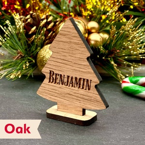 Personalised Christmas Tree Place Settings, Wood Engraved Names on ...