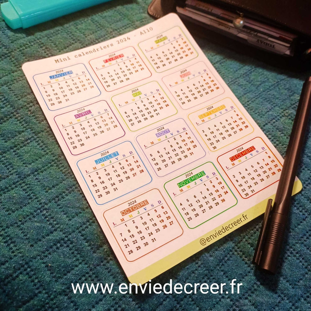Stickers mini calendriers mensuels en français pour journal - Etsy France