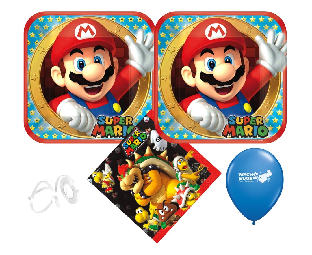 Super Mario Birthday Party Supplies Bundle W/ Super Mario Plates and ...