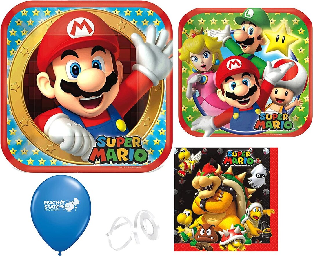 Super Mario Birthday Party Supplies Bundle With Super Mario Dinner ...
