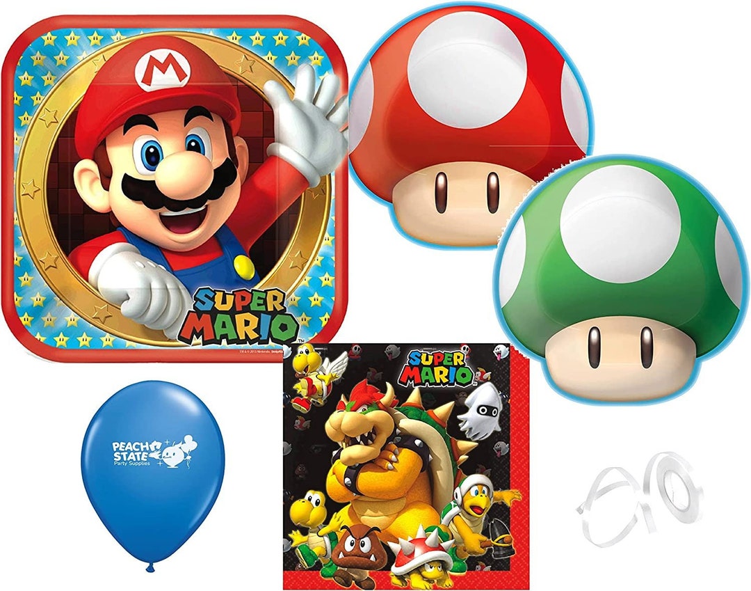 Super Mario Birthday Party Supplies Bundle With Dinner Plates, Shaped ...