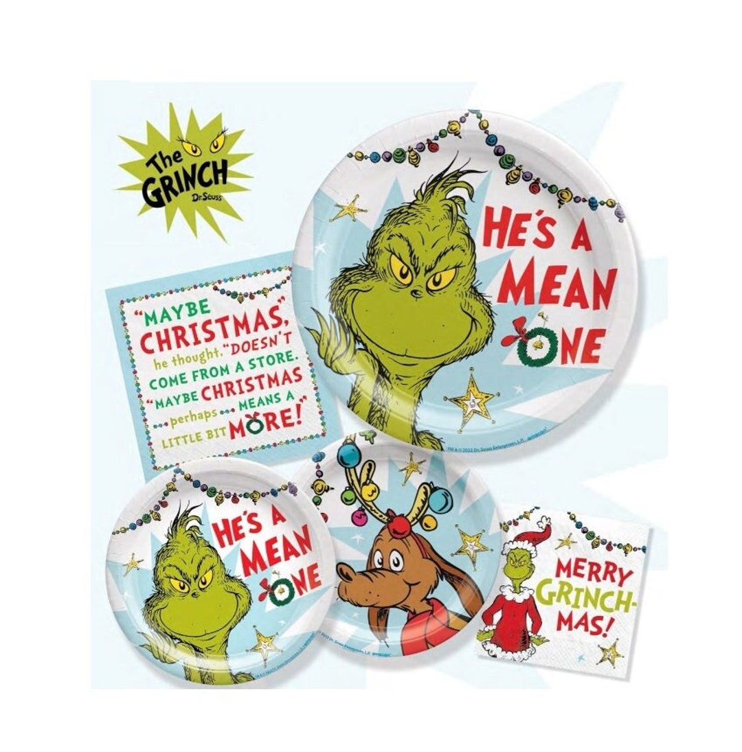 Dr. Seuss the Grinch Christmas Party Supplies Grinch Plates - Etsy