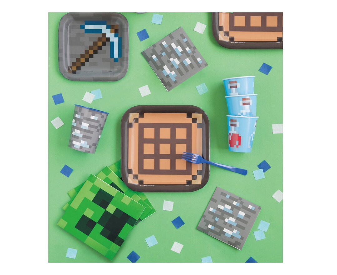 Minecraft Party Supplies Plates Napkins Cups Table - Etsy
